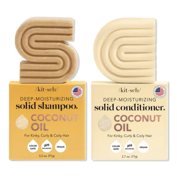 KITSCH Coconut Oil Shampoo + Conditioner Bar Combo Amber Shores/salted Amber & Driftwood