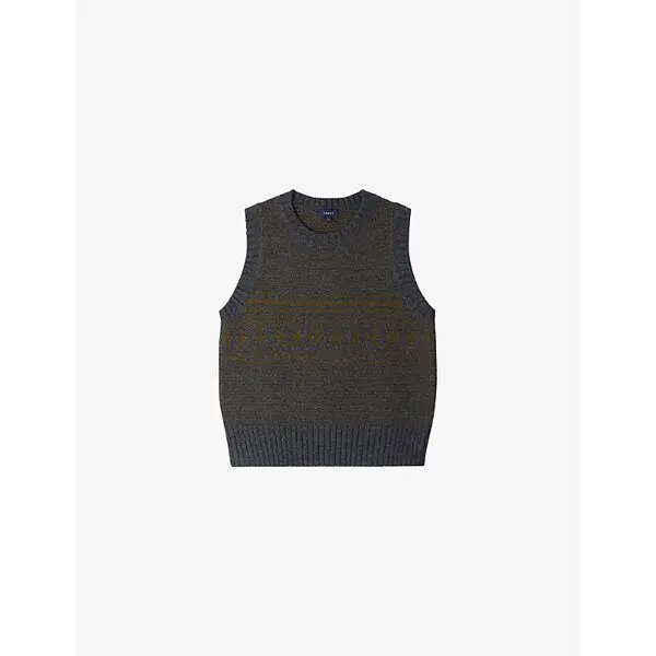 Soeur Jacquard-pattern Merino-wool Vest - Gris/olive