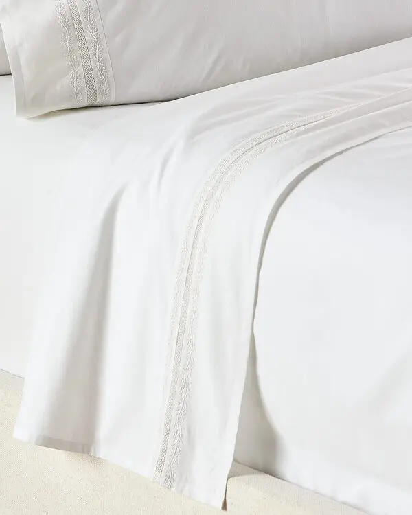 Ralph Lauren Miriah 200 Thread Count Percale Flat Sheet - Studio Wht