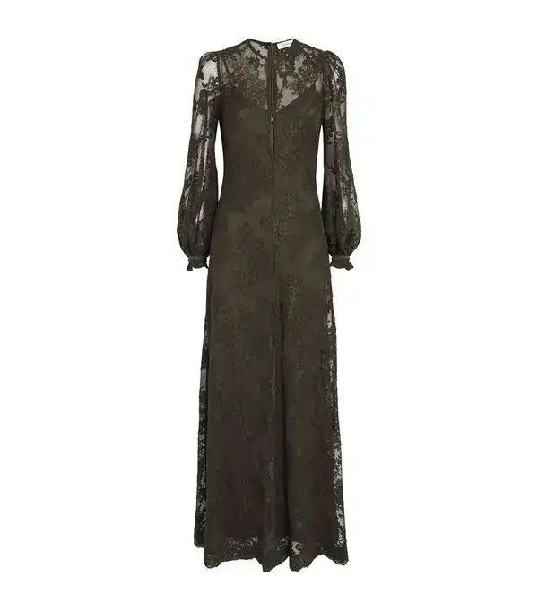 Zimmermann Memento Lace-Silk Maxi Dress In Green - 39% Off | Editorialist