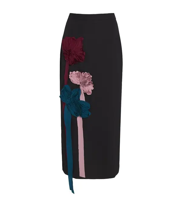 Erdem Silk-blend Georgette Appliqué Midi Skirt
