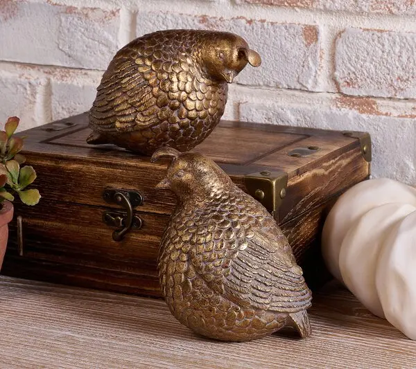 VALERIE PARR HILL Set Of 2 Quail Figures Valerie