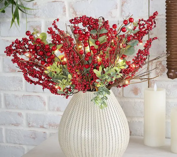 VALERIE PARR HILL 4pc Lit Berry And Eucalyptus Picks Valerie