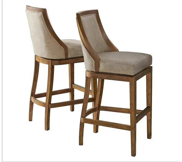 ALATERRE FURNITURE Set Of 2 Ellie Bar Height Upholstered Stool