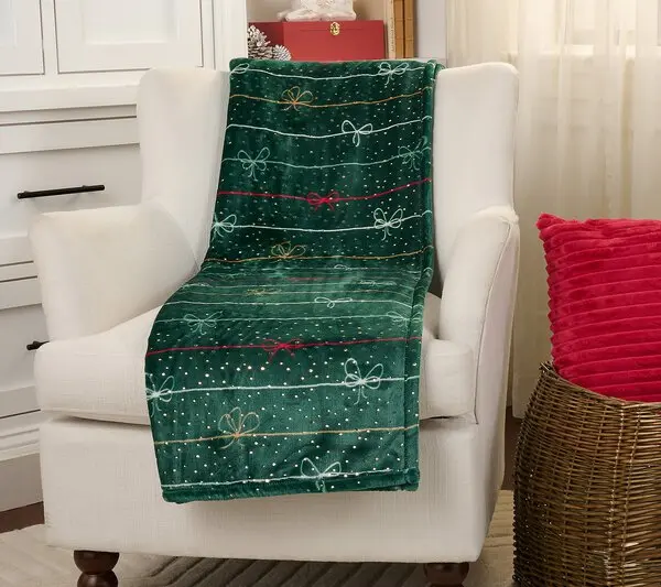 BERKSHIRE BLANKET Berkshire Foil Print 60x80 Holiday Plush Throw