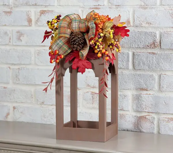 VALERIE PARR HILL 16' Wood Open Concept Lantern W/ribbon Emb Valerie