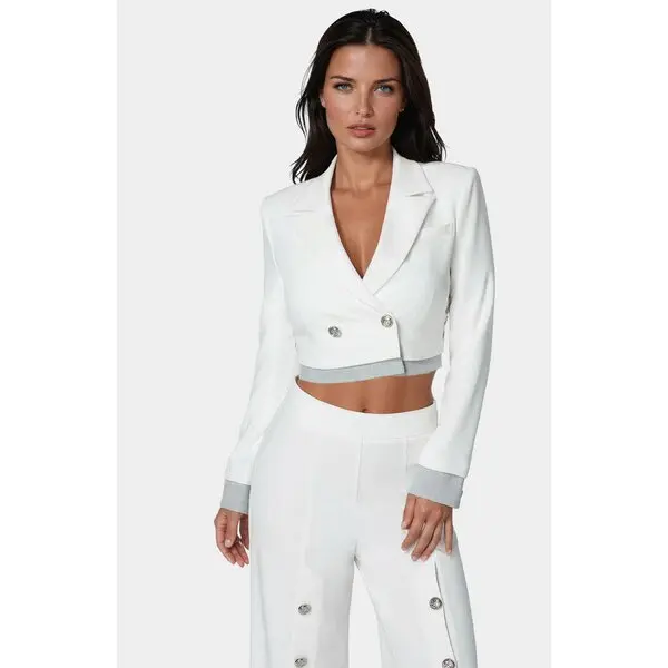 Bebe Cropped Eyelet Blazer