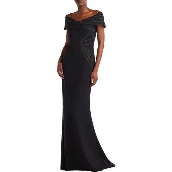 Tadashi Shoji Off-the-shoulder Corset Bodice Gown