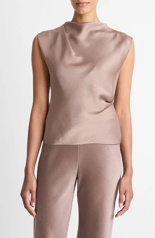 Vince Cowl Neck Satin Top - Mauve Lilac