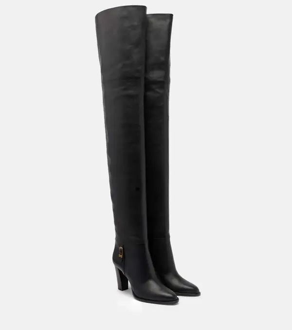 Saint Laurent Julia 85 Leather Over-the-knee Boots