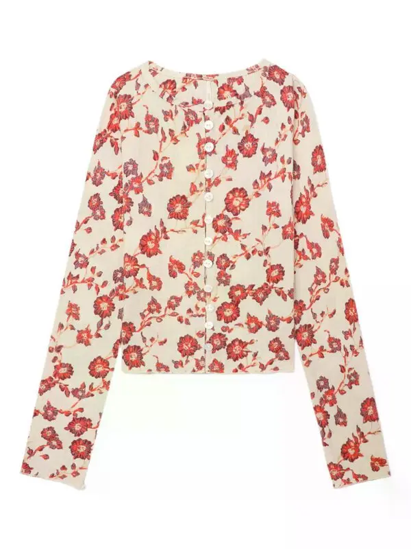 Free People Floral-print Button Top - Neutrals