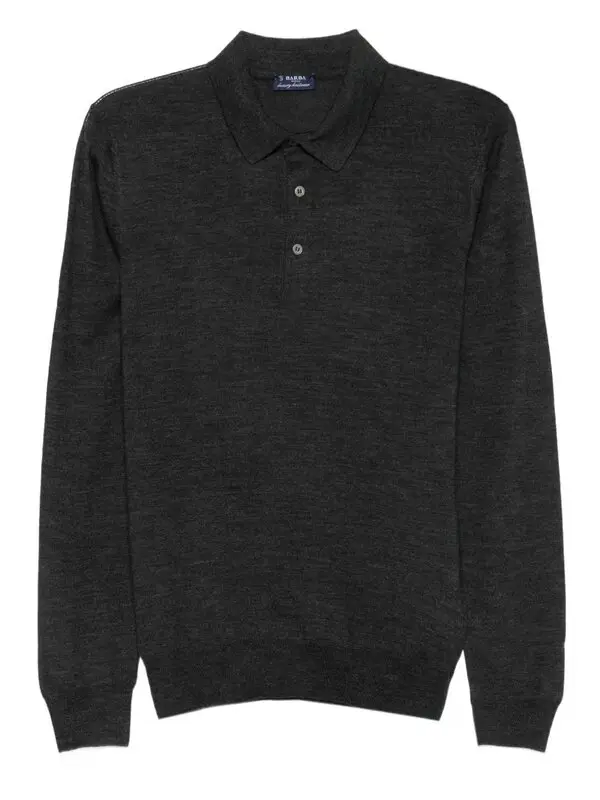 BARBA NAPOLI Long-sleeve Polo Shirt - Grey