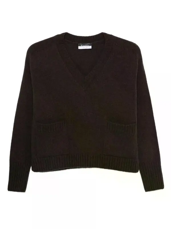 AROVESCIO V-neck Patch-pocket Sweater - Brown