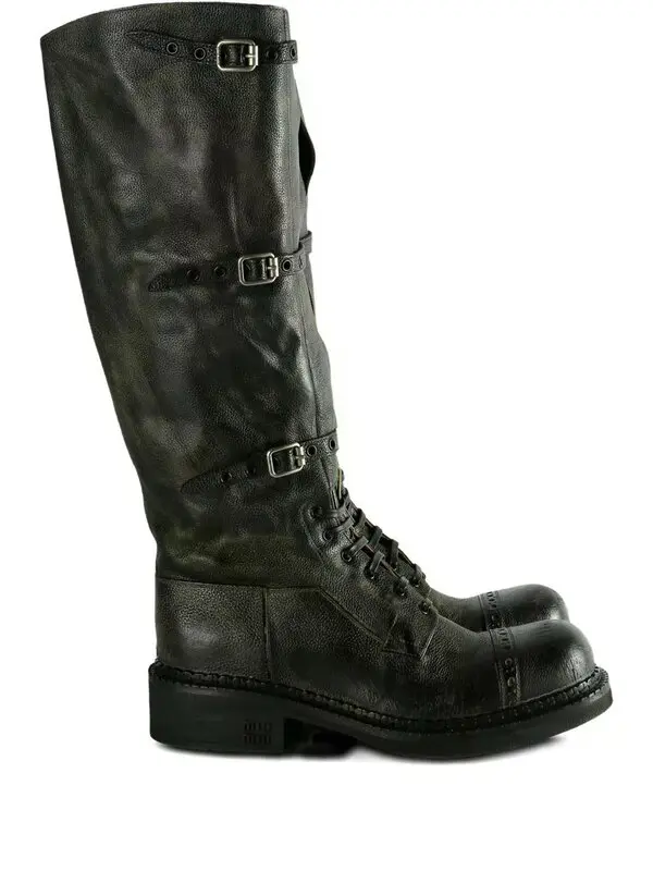 Miu Miu Buckle-strap Leather Boots