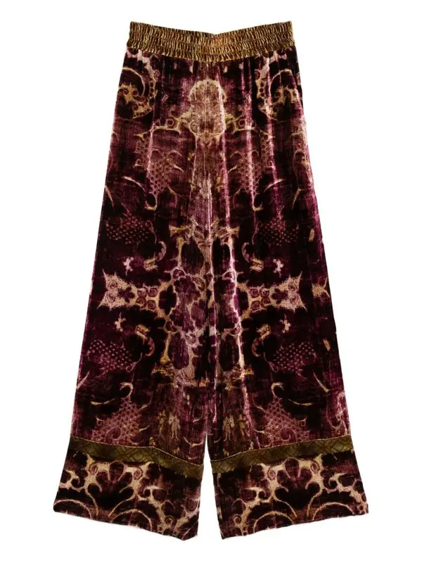 PIERRE-LOUIS MASCIA Velvet Wide Leg Trousers - Bordeaux