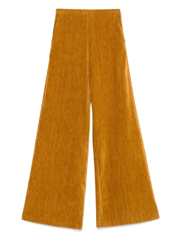 FORTE_FORTE Velvet High-waisted Trousers - Marrone Chiaro