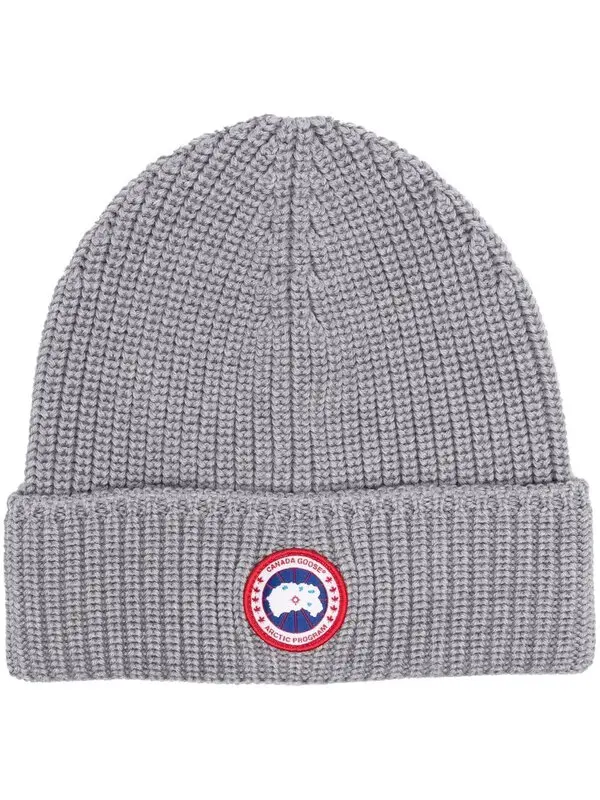 Canada Goose Logo Wool Beanie - Grey