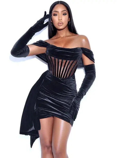 MISS CIRCLE Irisa Draping Off-shoulder Corset Dress