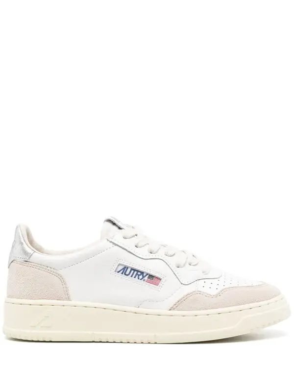 AUTRY Medalist Low Leather/suede Sneakers - Wht/silver
