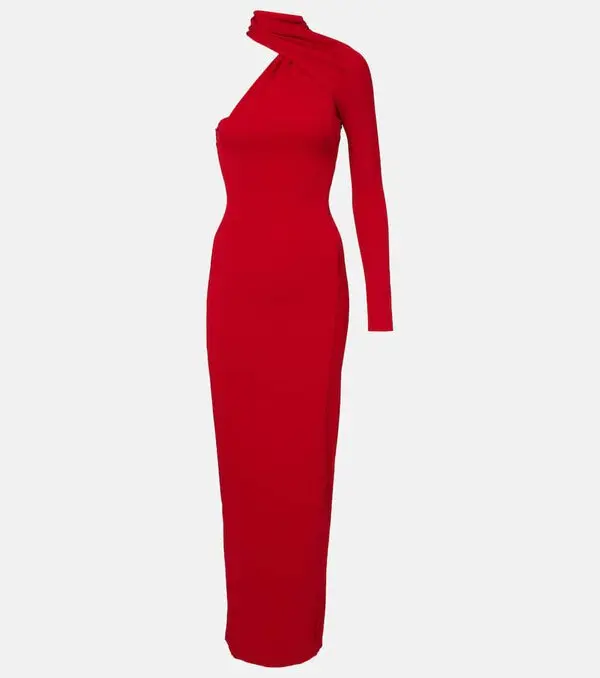 COURREGES Courrèges One-shoulder Crêpe Maxi Dress - Red