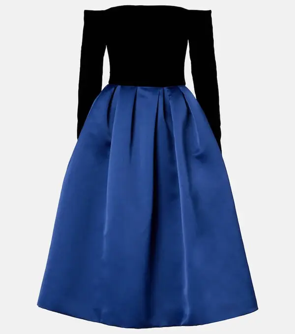 Carolina Herrera Off-shoulder Crêpe And Satin Cocktail Dress - Blue