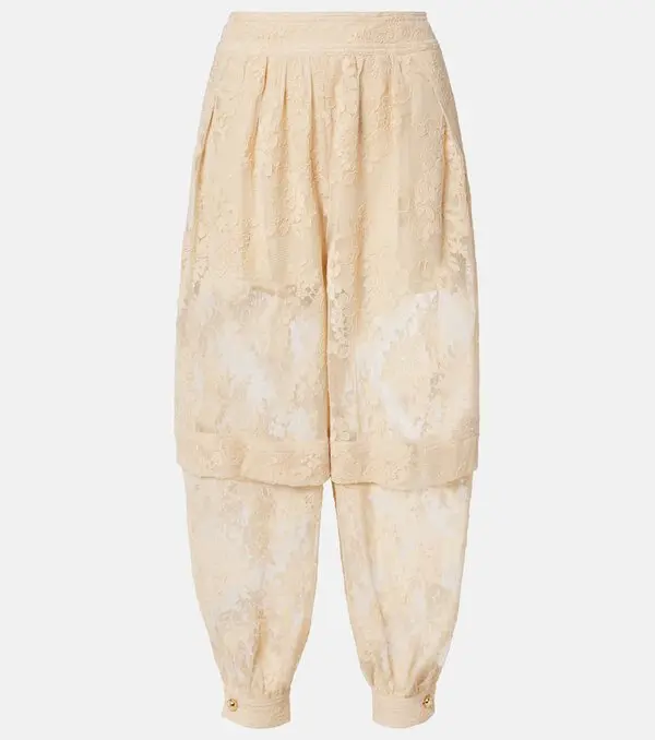 Zimmermann Hypnotic Layered Lace Barrel-leg Pants - Beige