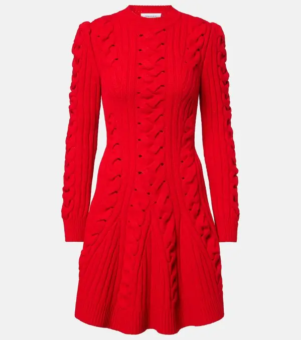 Alexander McQueen Cable-knit Wool And Cashmere Minidress - Red
