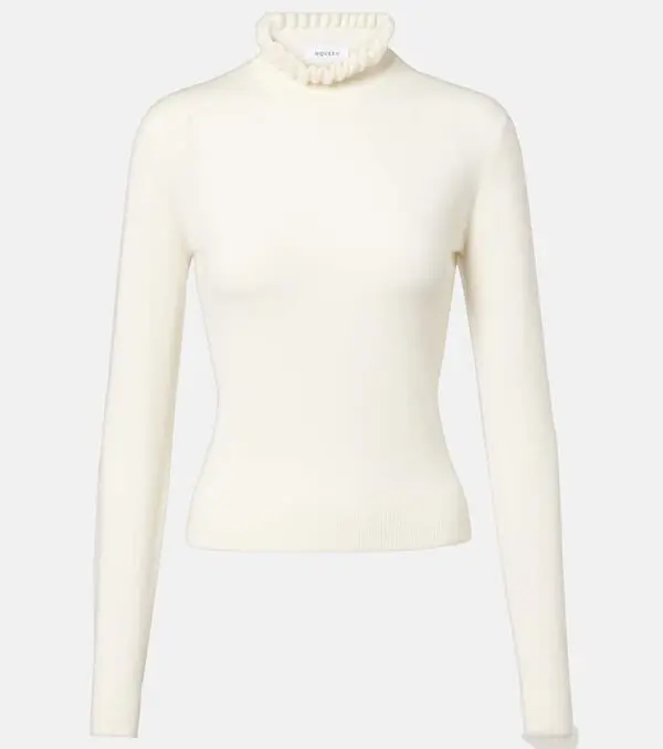 Alexander McQueen Scalloped Wool-blend Turtleneck Sweater - White