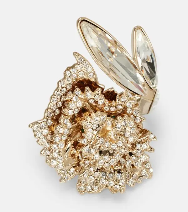 Alexander McQueen Carnation Crystal-embellished Ring - Gold