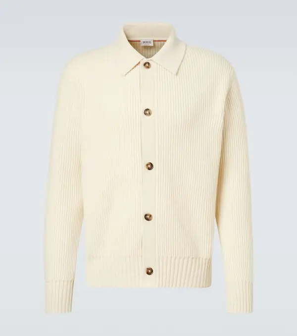 TOD'S Ribbed-knit Wool And Cashmere Cardigan - White