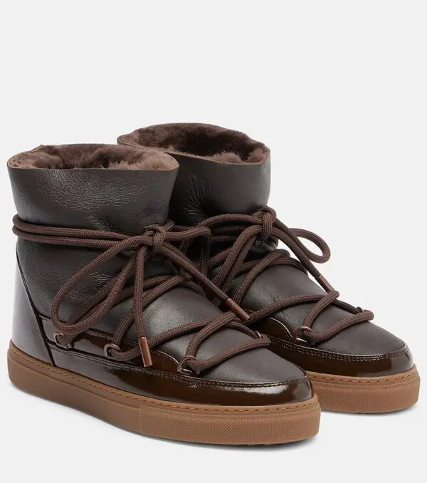Inuikii Gloss Leather Snow Boots - Brown