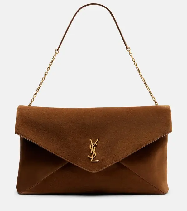 Saint Laurent Cassandre Envelope Large Wallet On Chain - Brown