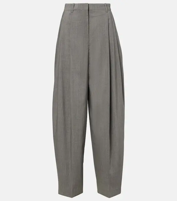 Jacquemus Pleated Wool Wide-leg Pants - Grey