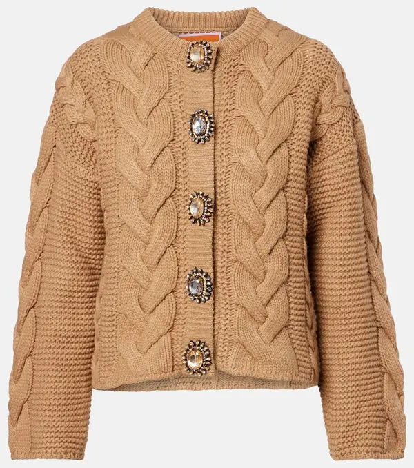La DoubleJ Portrait Embellished Cardigan - Brown