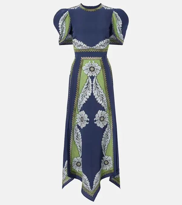 La DoubleJ Cherie Printed Silk Maxi Dress - Blue