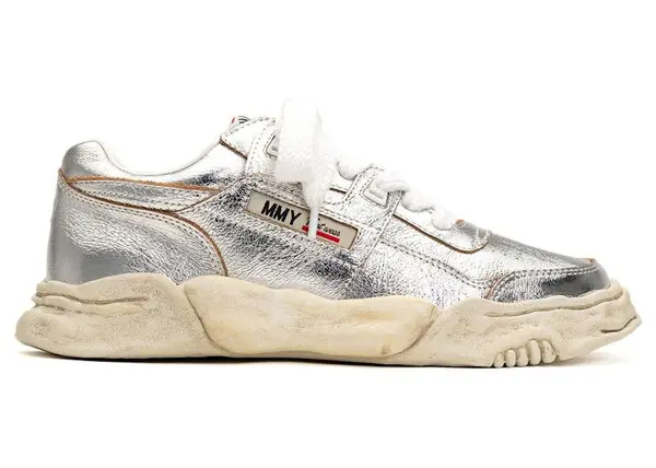 Mihara Yasuhiro Parker Og Sole Wrinkled Leather Low Top Sneakers - Silver