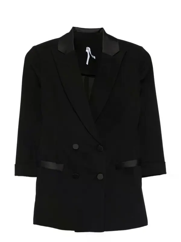 Imperial Satin-lapel Double-breasted Blazer