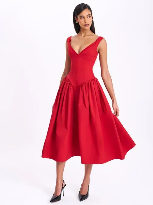MISS CIRCLE Nahla Drop Waist Midi Dress
