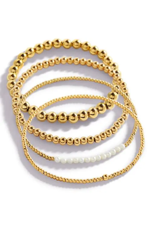 MINT & LILY Everyday Pearl Bracelet Stacking Set - 18k Gold Plated