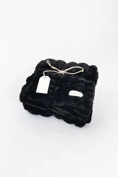 SEA TO ME BLANKETS La Escapade Faux Fur Throw Blanket - Black