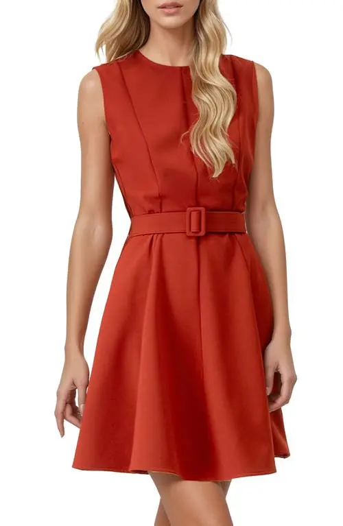 IVONNE A-line Belted Mini Dress - Chedron