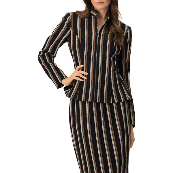 IVONNE Striped Zip-up Jacket