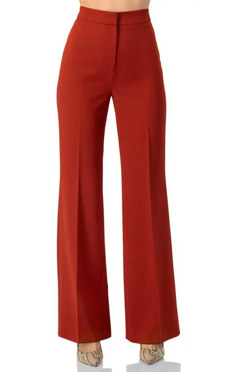 IVONNE Semi-flared Leg Trousers - Chedron