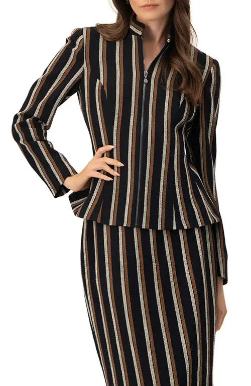 IVONNE Striped Zip-up Jacket