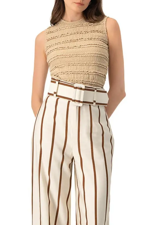 IVONNE Sleeveless Knitted Top - Lightbrown