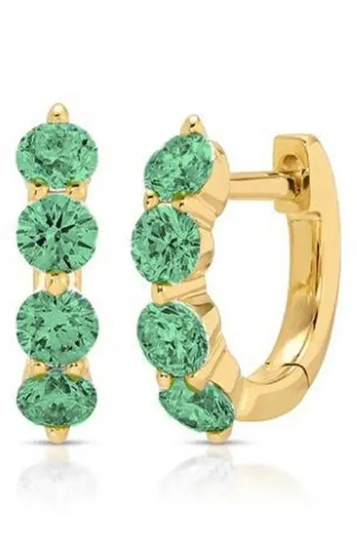 Ef Collection Jumbo Emerald Huggie Hoop Earrings
