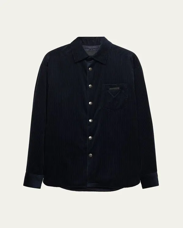 Prada Cashmere And Cotton Corduroy Snap-front Overshirt