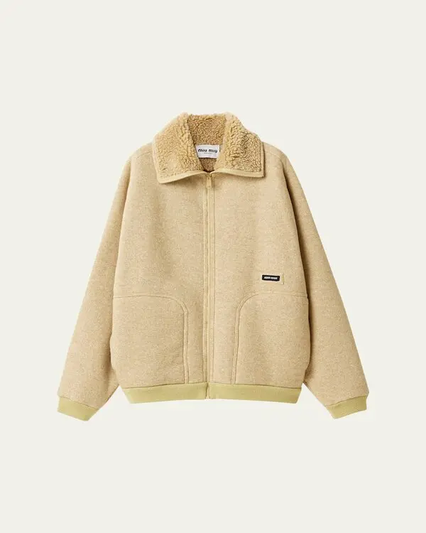 Miu Miu Fleece Zip Jacket With Faux Fur Lining - Soia