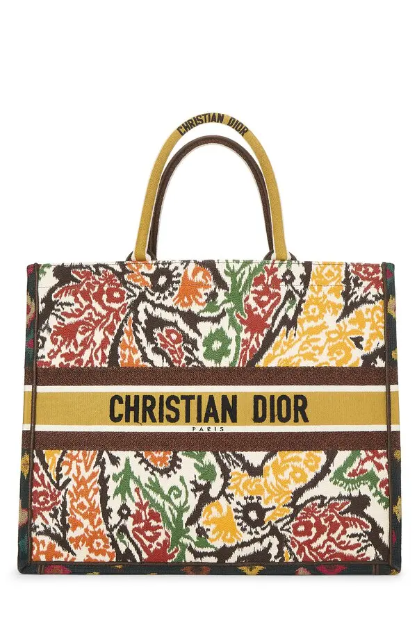 Dior Floral Embroidered Canvas Book Tote Large