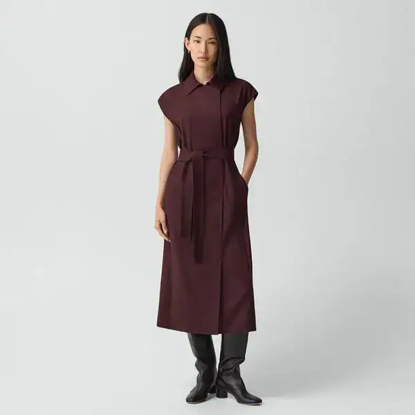 theory burgundy dress Black Button Front Long Sleeve - Cardigans main image 1